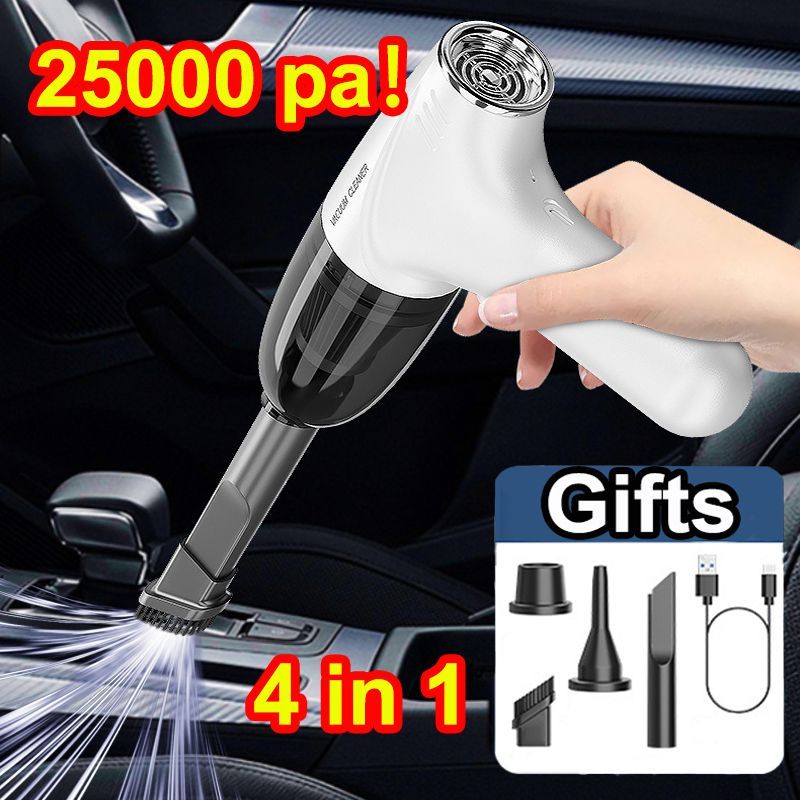 20000Pa เครื่องดูดในรถ 4 ใน 1 ดูดและเป่าในหนึ่งเดียว 120Wมอเตอร์กําลังสูง การชาร์จ Type-c ...