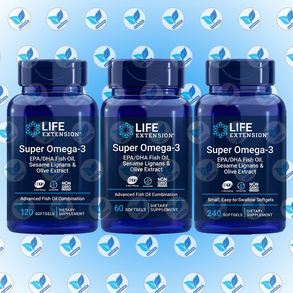 Life Extension Super Omega-3 EPA/DHA Fish Oil, Sesame Lignans & Olive Extract / 60 , 120 ...