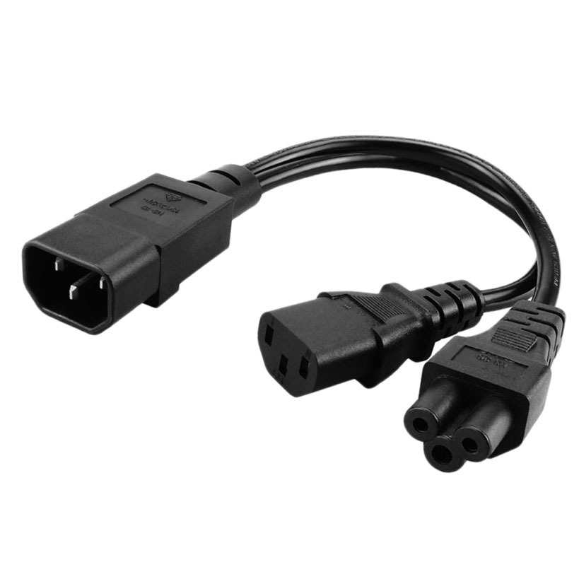 IEC320-C14 TO C13+C5 Splitter Outlet Power Cord 1-to-2 Male to Female 3 ...
