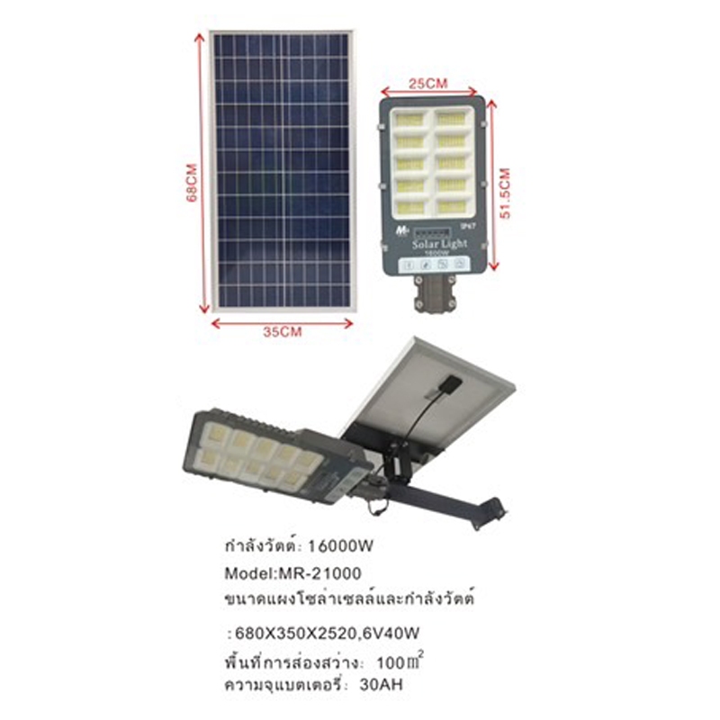 โคมไฟโซล่าเซลล์ 400w 600w 800w 1600w โคมถนน รุ่นแยกแผงโซล่าเซลล์ โคมไฟ ...