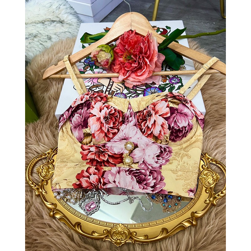 เสื้อสายเดี่ยวยี่โถเมาดอกไม้/วินเทจ/อบเชย/2seeyou/addegg | Shopee Thailand