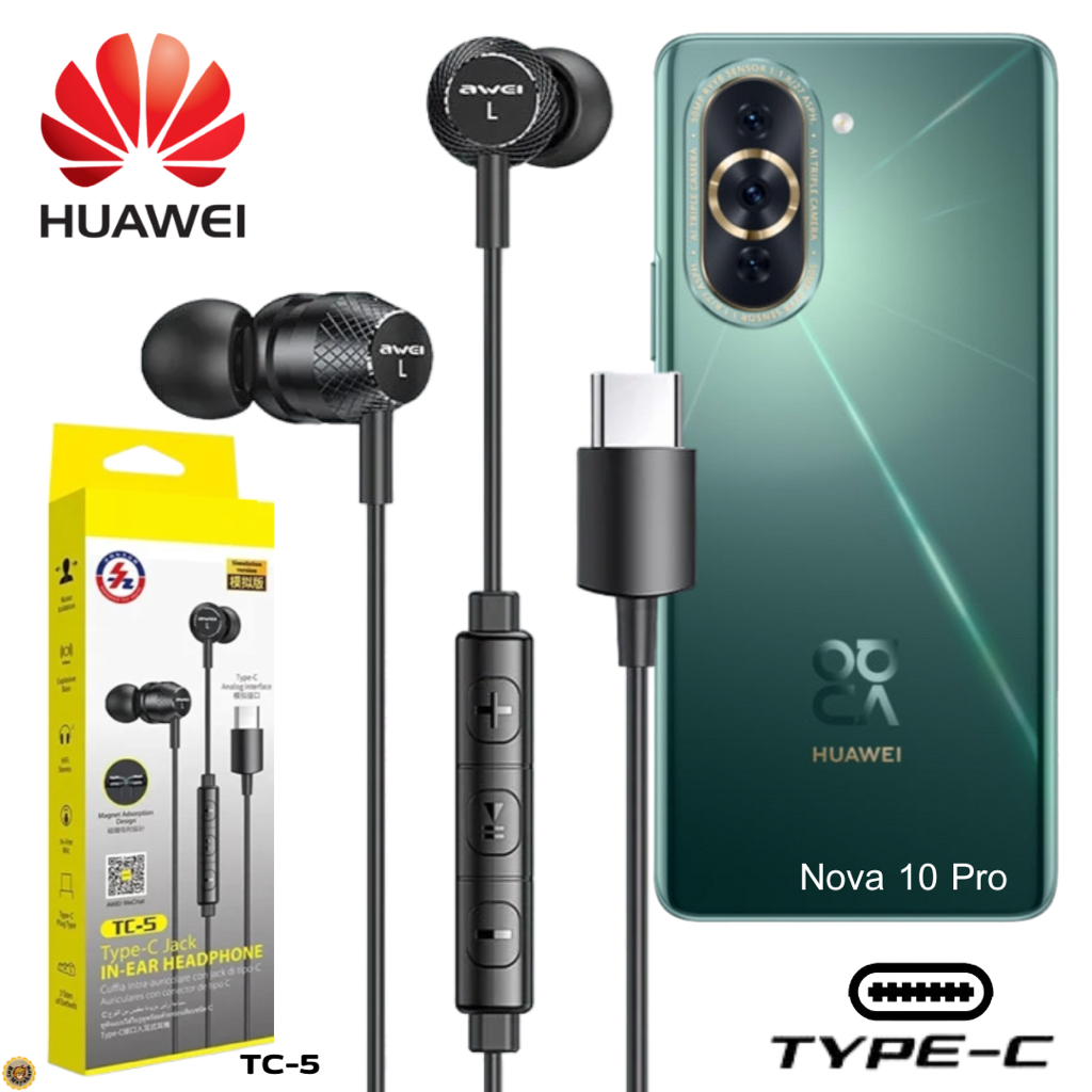 หูฟัง สมอลทอล์ค Huawei Type-C ไทป์ซี In Ear สำหรับ หัวเหว่ย Nova 10 Pro ...
