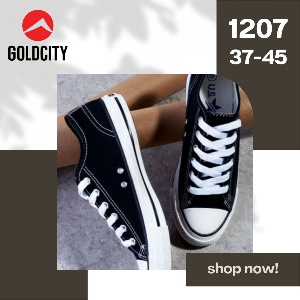 GOLDCITY รุ่น 1207 รองเท้าผ้าใบแฟชั่นทรงคอนเวิร์ส SIZE 37-45 | Shopee Thailand