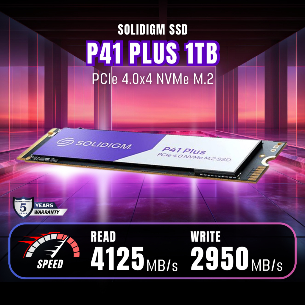 Solidigm SSD เอสเอสดี รุ่น P41 Plus 1TB (4125/s PCIe 4.0x4/ M.2 2950) รับประกัน 5 ปี โดย IPASON ...