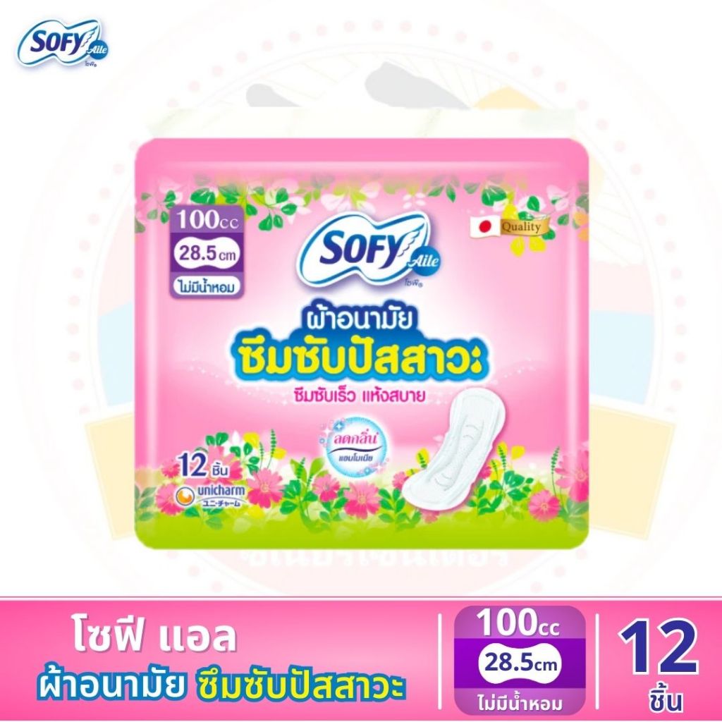 โซฟีแอล Sofy Aile ผ้าอนามัยซึมซับปัสสาวะ ขนาด 100 ซีซี 12 ชิ้น ไม่มีน้ำหอม | Shopee Thailand