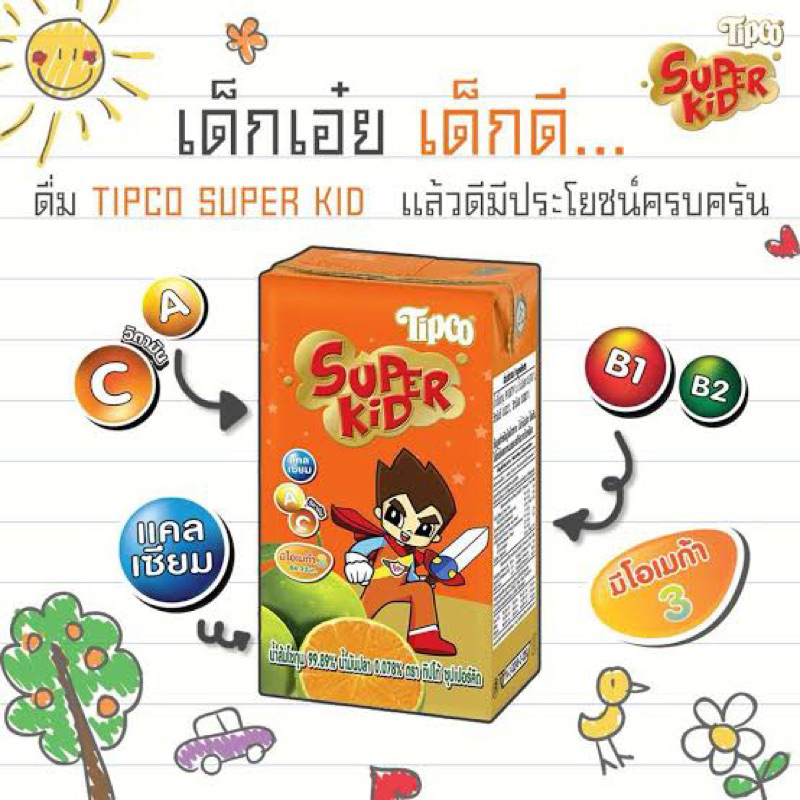fl Tipco super kid น้ำผลไม้เด็ก กล่องละ110มล. แพ็ค4กล่อง องุ่นแดง ผลไม้ ...