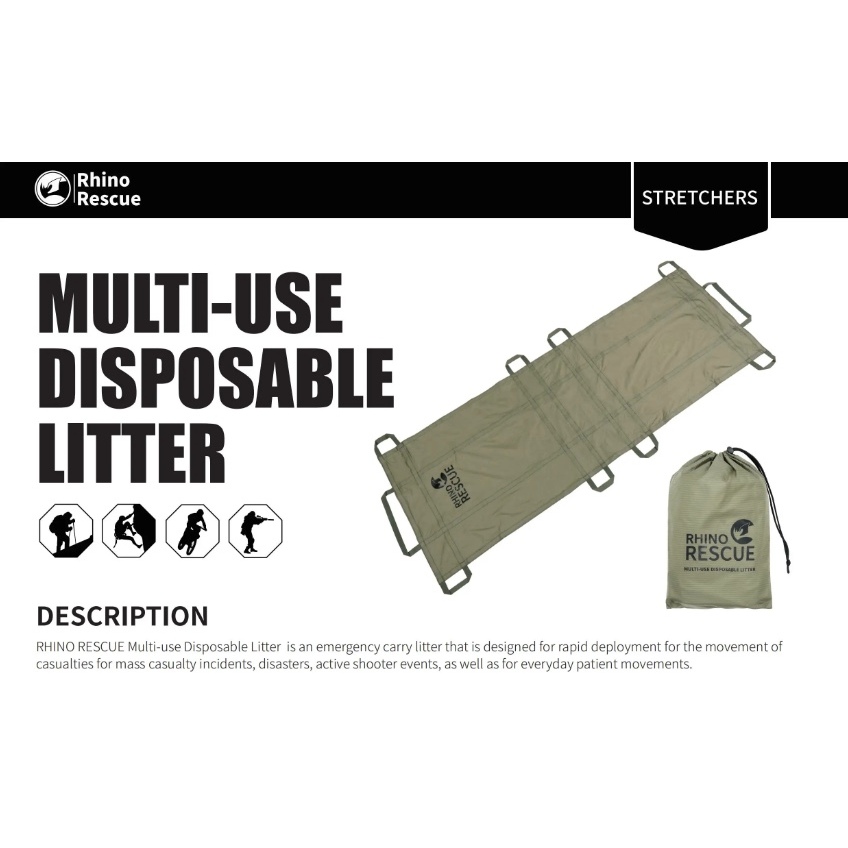 เปลแบบพกพา Portable stretcher Rhino Rescue Multi Use Disposable Litter ...
