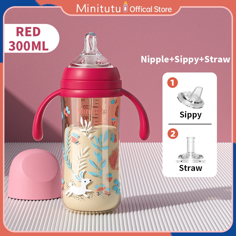 Minitutu 3 IN 1 ขวดนมสำหรับทารก Pigeon สไตล์เดียวกัน 240ml/300ml PP คอกว้าง BPA Free | Shopee ...