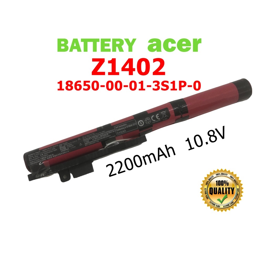 ACER แบตเตอรี่ Z1402 ของแท้ 18650-00-01-3S1P-0 (สำหรับ Aspire One 14 ...
