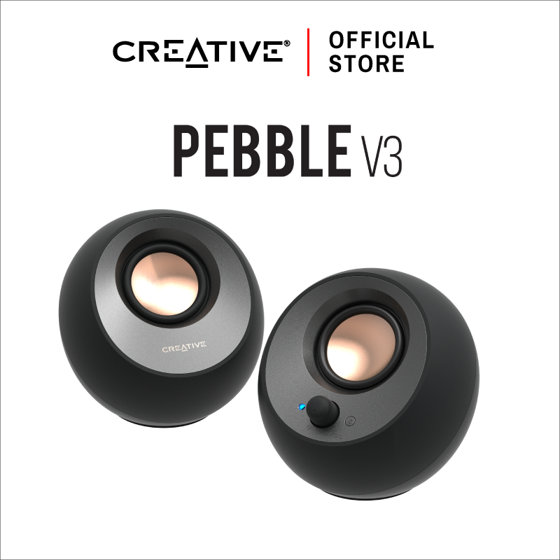 CREATIVE SPEAKER Pebble V3 (Black-สีดำ) ลำโพงสไตล์มินิมอล รองรับ USB-C / บูลทูธ | Shopee Thailand