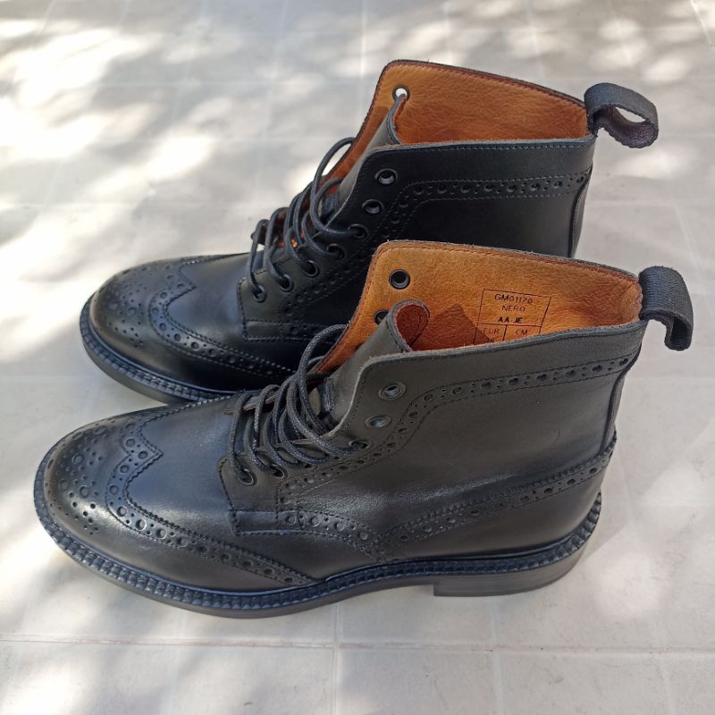GIANCARLO MORELLI >> GM01170 รองเท้า Boots หนัง สีดำ Size 24 cm Made in ...