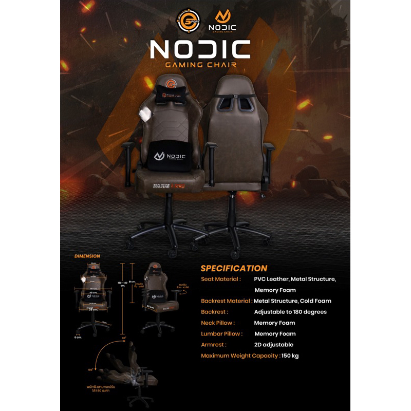 Neo esport Gaming Chair Nodic and balck pearl เก้าอี้เกมมิ่ง ปรับเอนได้ ...