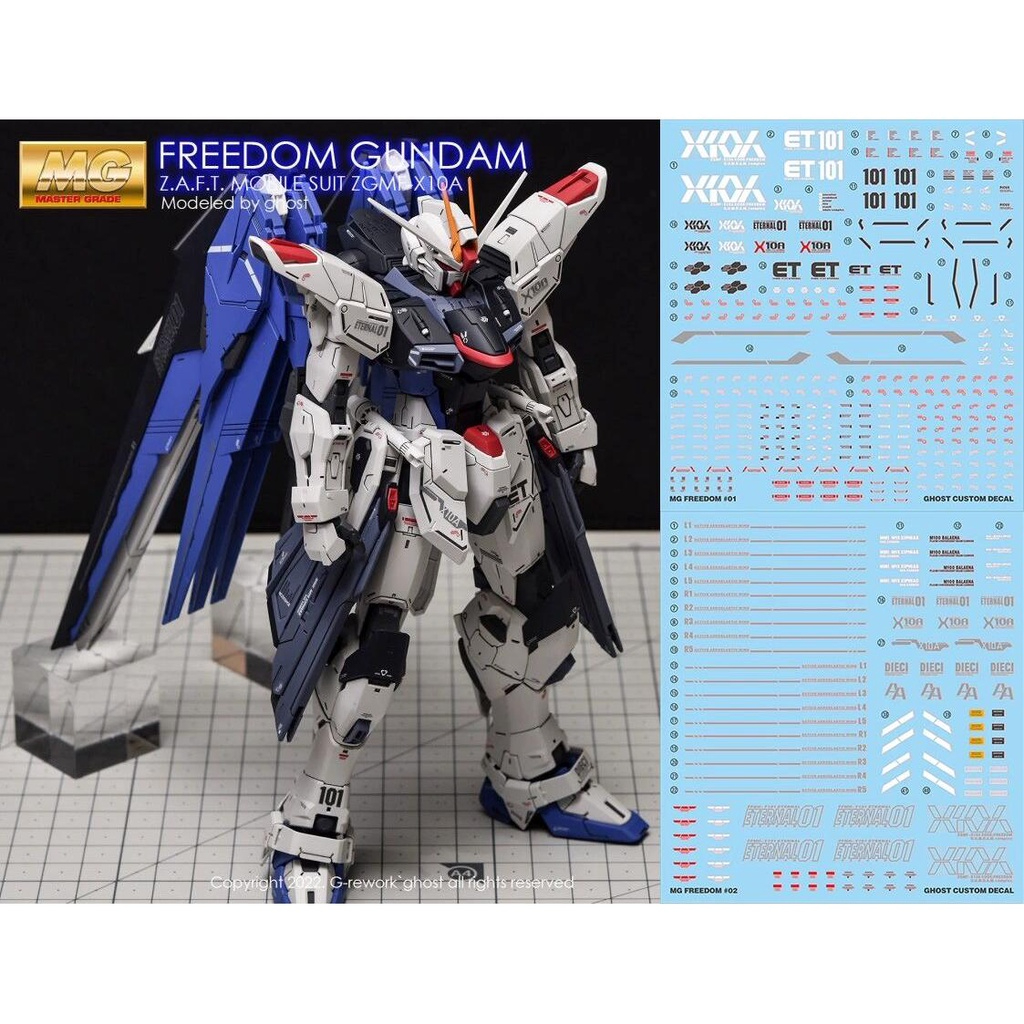 ดีคอลน้ำ DECAL [GHOST] MG 1/100 ZGMF-X10A Freedom สะท้อนแสงแบล็คไลด์ ...
