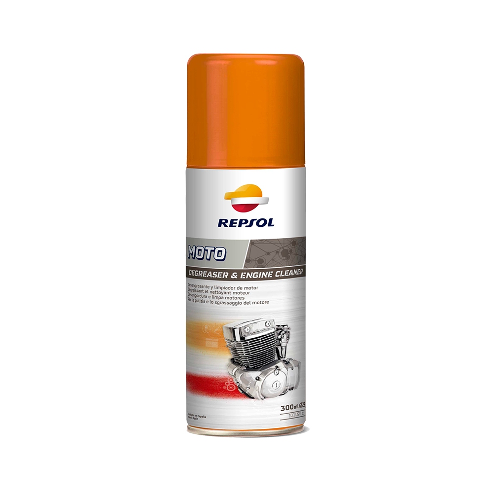 REPSOL MOTO DEGRESER & ENGINE CLEANER (300 ML.) สเปรย์ทำความสะอาดคราบน้ำมัน#ล้างห้องเครื่อง#คราบ ...