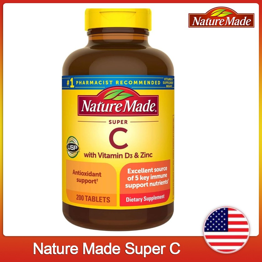(Exp.06/2025)Nature Made Super C with Vitamin D3&Zinc 200 tablets ...