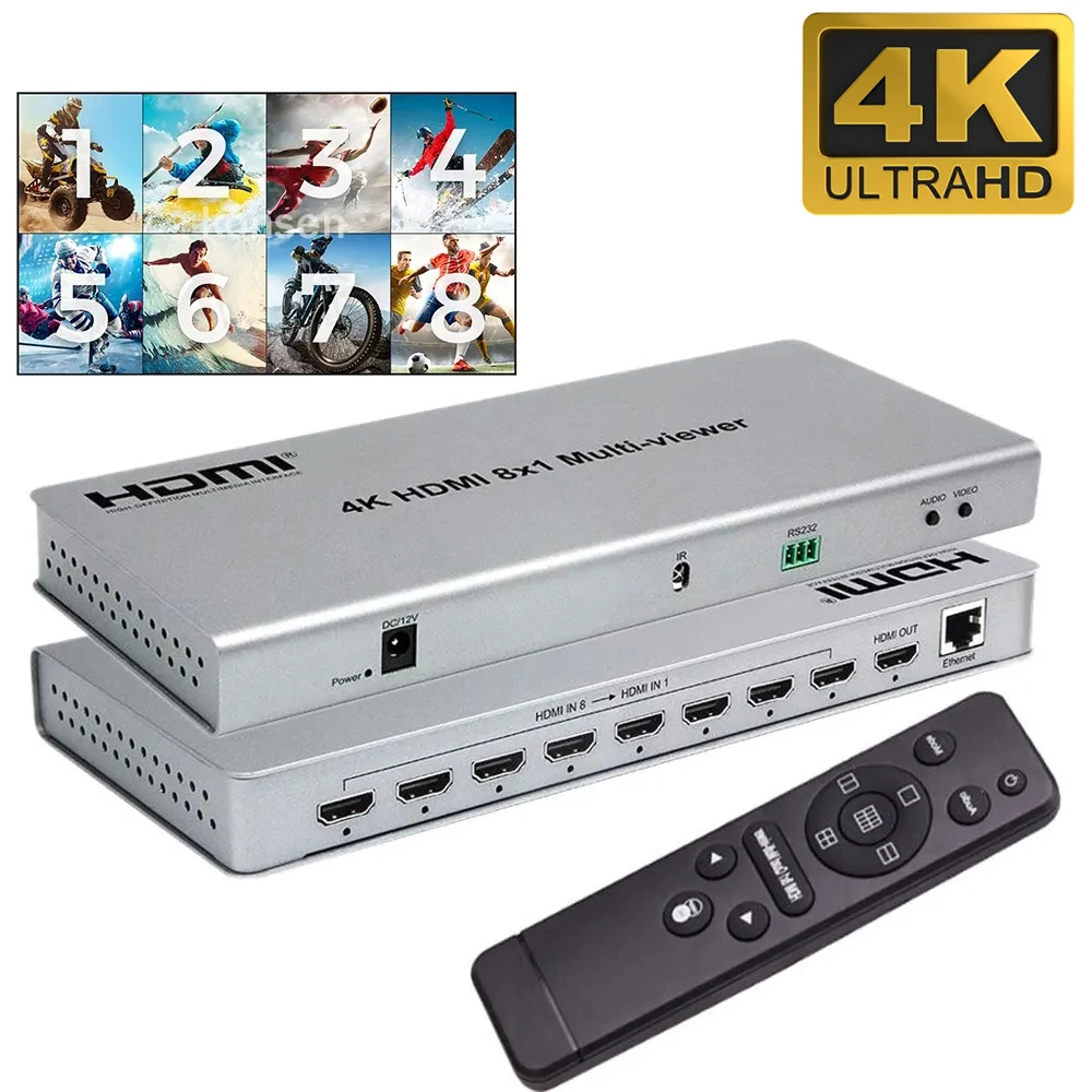 4K 8X1 HDMI Quad Multiviewer Switch Switcher 8 In 1 Out สวิทช์แบบไม่มี ...
