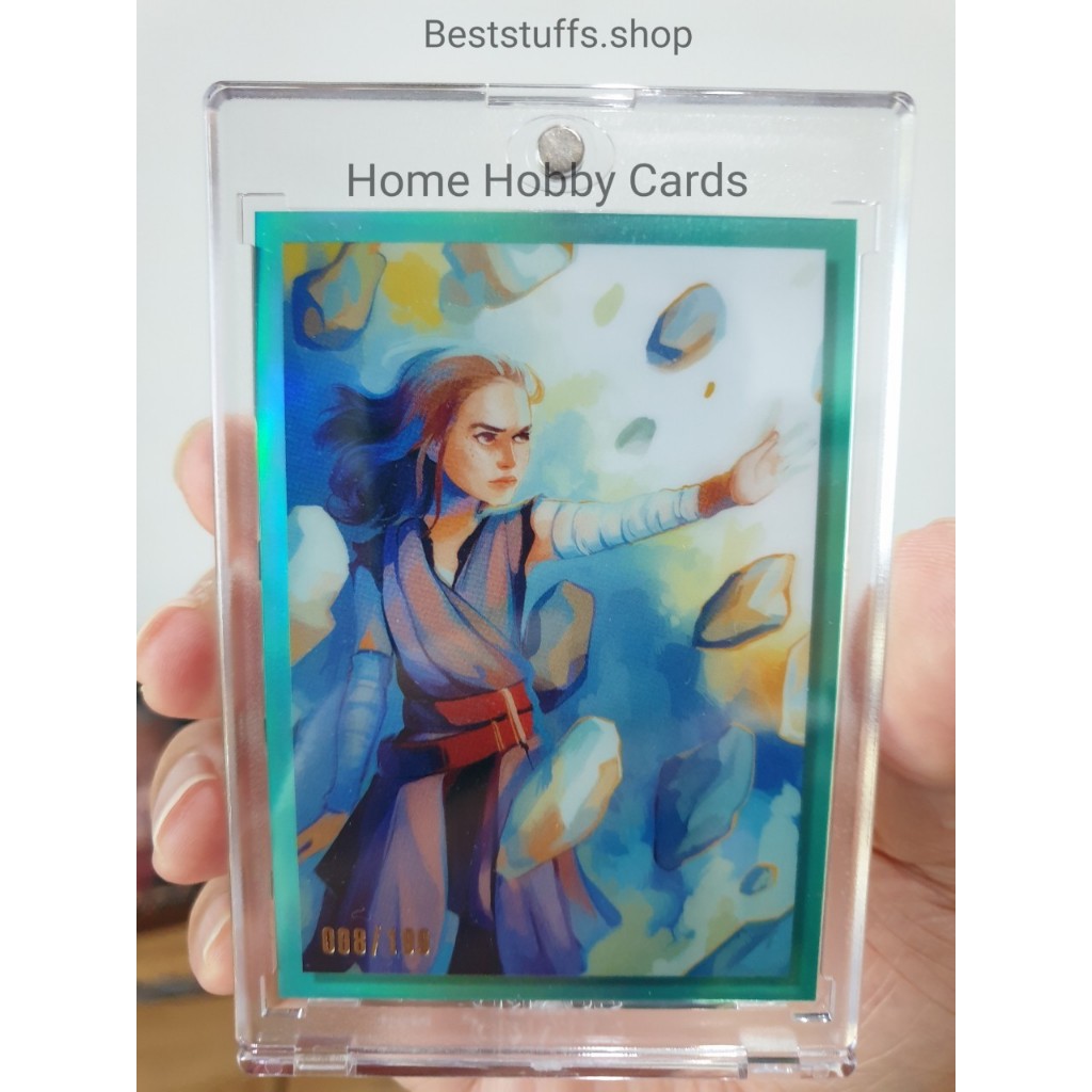 การ์ด 2023 Topps Chrome Star Wars Galaxy "Rey Lifting Rocks" Aqua ...