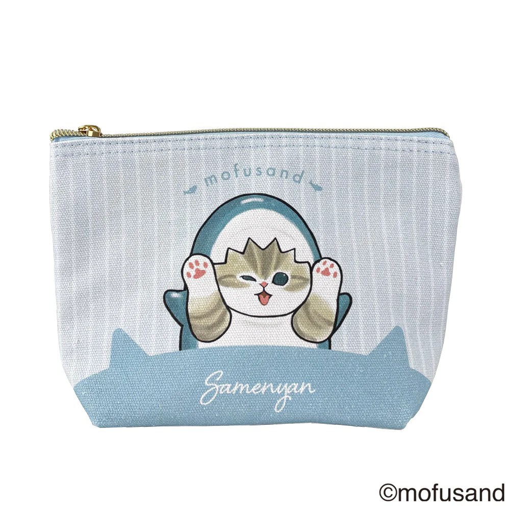 กระเป๋าผ้าสีฟ้า (samenyan) มีซิบด้านในบุดำ Mofusan ขนาด: ประมาณ H130 x ...