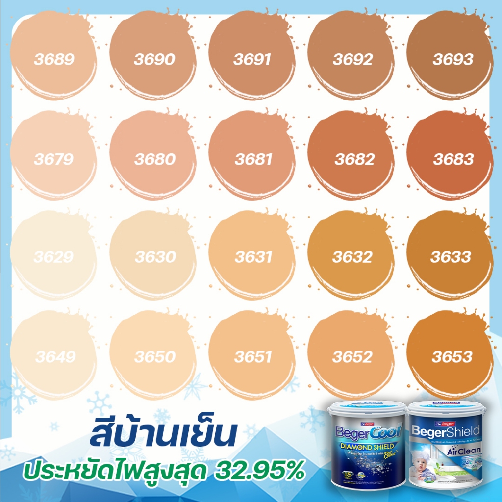 Beger Cool Diamond Shield+ Airclean สีส้มอิฐ เกรด 15 ปี ขนาด 9 ลิตร สี ...
