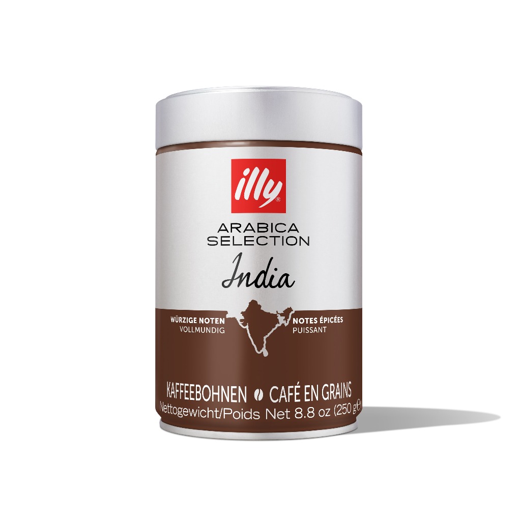 ILLY เมล็ดกาแฟคั่ว INDIA - 250 กรัม/กระป๋อง WHOLE BEANS ARABICA SELECTION INDIA COFFEE MEDIUM ...