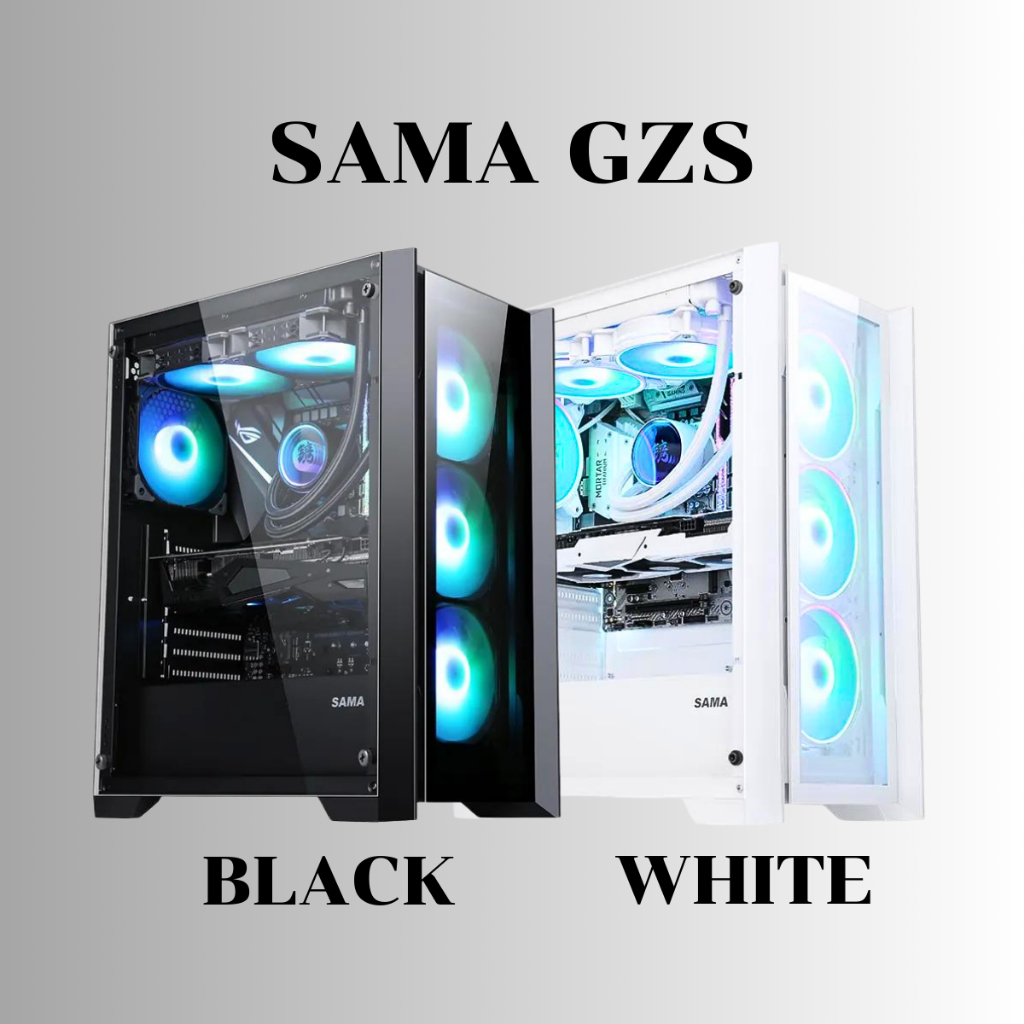 เคสคอม SAMA GZS เคส Pc เกมมิ่งกระจกสองด้าน,เคสคอมพิวเตอร์เล่นเกม Atx Pc รองรับชุดน้ำปิด 3 ตอน สี ...