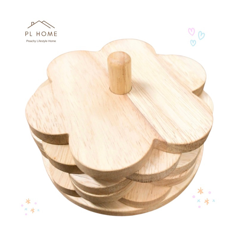 PL42 ที่รองหม้อ วางแก้ว จานรองแก้วไม้ ที่รองจาน ทำจากไม้ยางพาราเกรดA ...