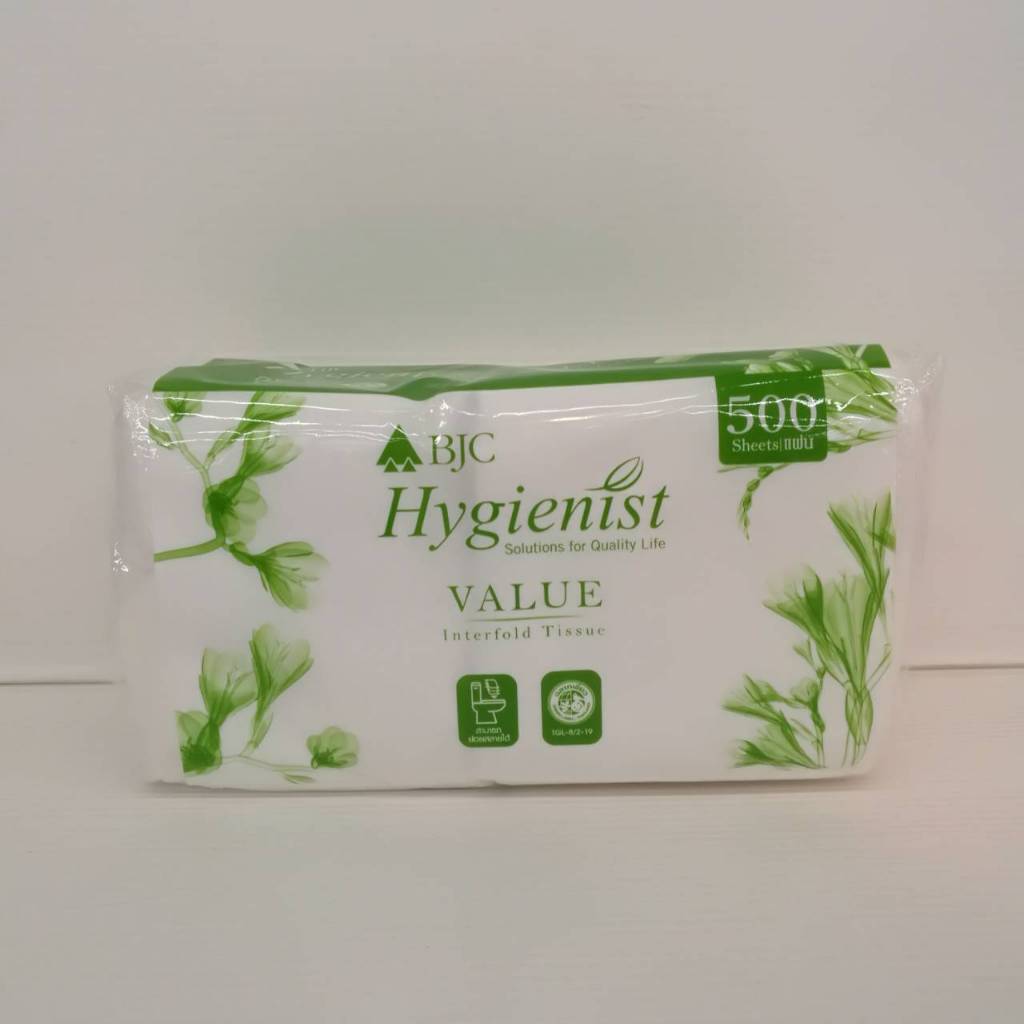 BJC HYGIENIST VALUE INTERFOLD TISSUE (500 แผ่น) บีเจซี ไฮจีนิสท์ แวลู ...