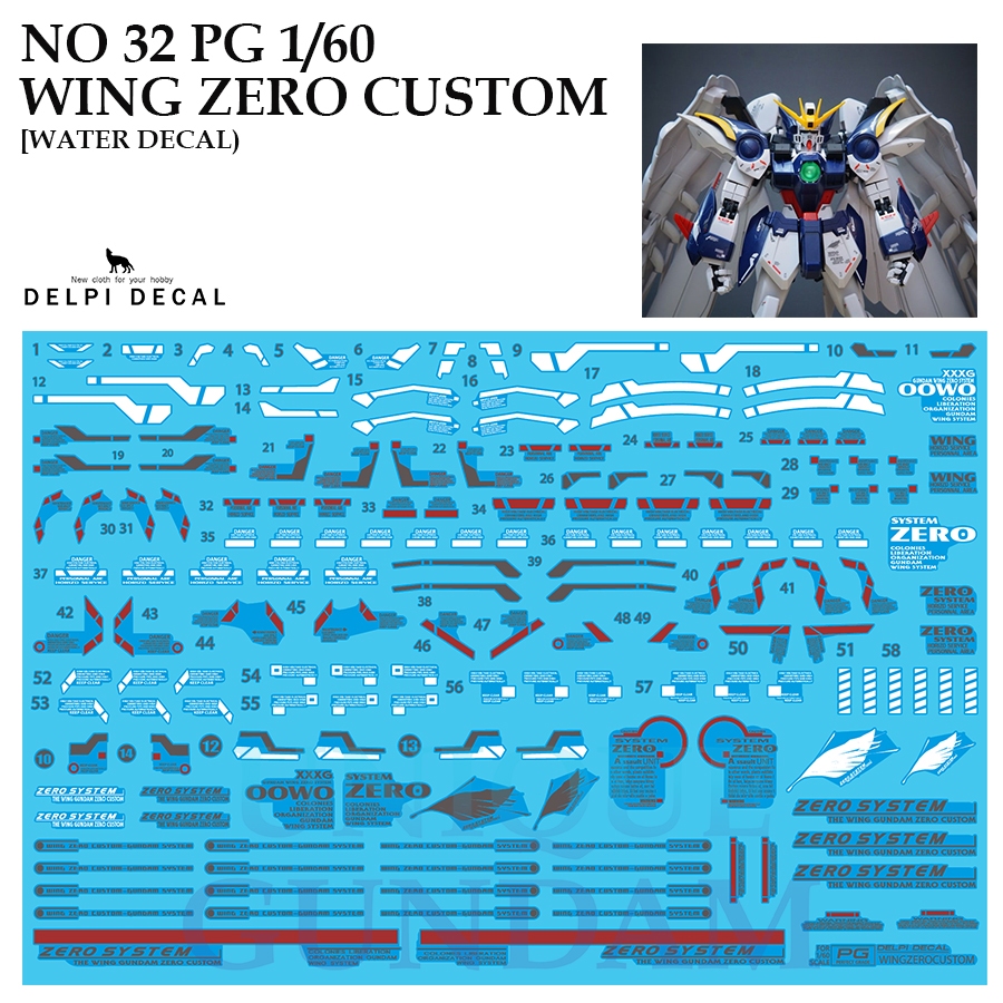 ดีคอลน้ำ [DELPI] 32 PG WING ZERO CUSTOM GUNDAM PG 1/60 WATER DECAL ...