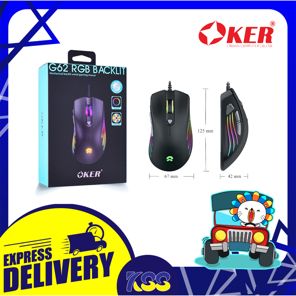 เมาส์สำหรับเล่นเกมส์ Oker Mouse Gaming RGB Backlit รุ่น G62 ไฟสวยงาม ...