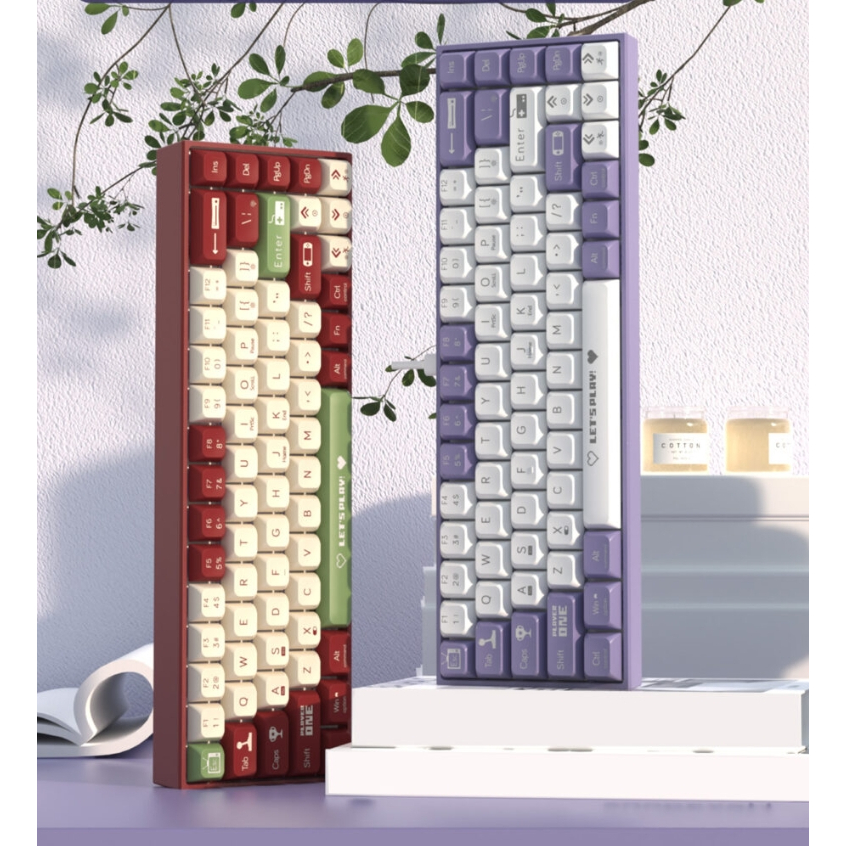 Ajazz Ak680 RED/Purple Brown/Switch/ RED/Switch 2.4G 68 คีย์ มีไฟแบ็คไลท์ ชาร์จ USB สินค้ารับ ...