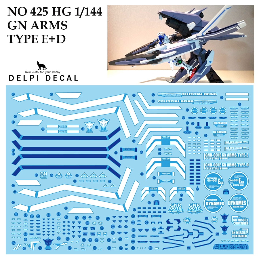 ดีคอลน้ำ [DELPI] 425 HG 1/144 GN ARMS TYPE E+D WITH RG EXIA BODY GUNDAM WATER SLIDE DECAL ...