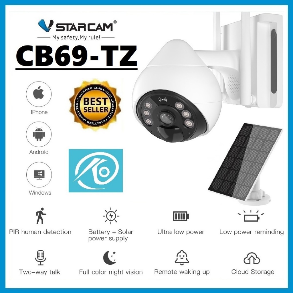 VSTARCAM CB69-TZ SUPER HD 1296P 3.0mp WiFi กล้องวงจรปิดไร้สาย กล้องโซล่าเซลล์ พร้อมแบตเตอรี่ใน ...