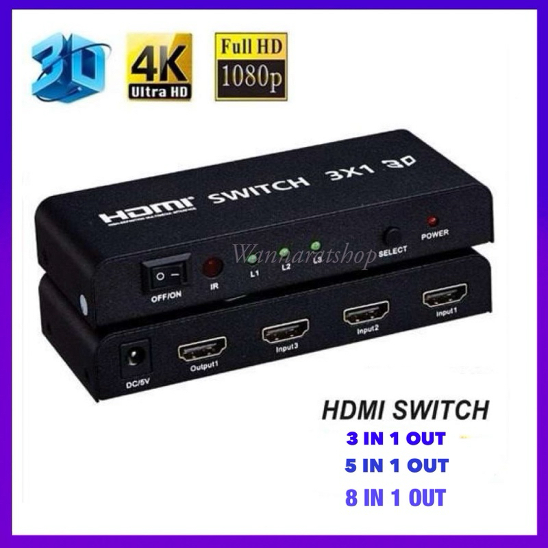 3x1/5x1 /8x1 HDMI Switch Switcher Splitter HD 4K*2K 1080P 3-in1-out /5 ...