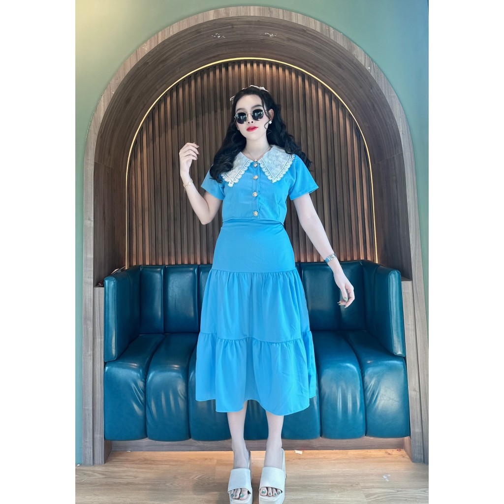 พร้อมส่ง A2541 ( L131 ) ชุดเซตกระโปรงผ้าครัช เสื้อครอปบัวผ้าลูกไม้กระดุมเมอแรง+กระโปรงชายระบายสม ...