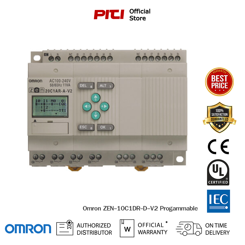 Omron Programmable ZEN-20C1DR-D-V2 LCD 20I/O เอาท์พุต 8 รีเลย์ ออมรอน | Shopee Thailand