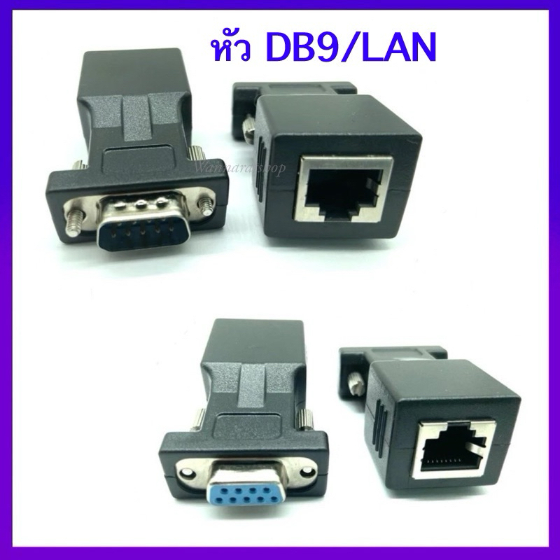 DB9 RS232 Male/Female to RJ45 Female Adapter COM Port to LAN Ethernet ...