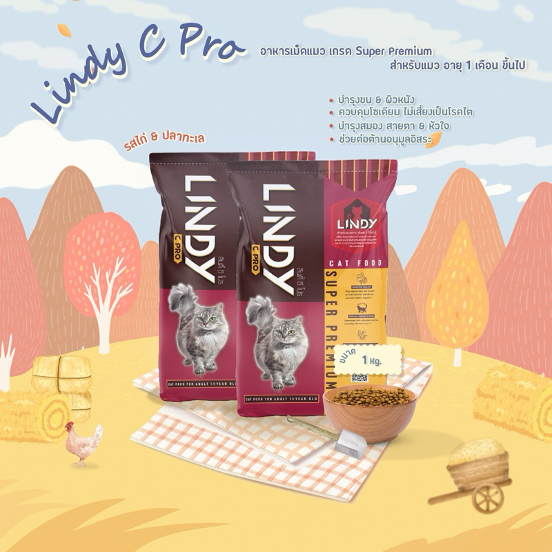 ขนาด 1 Kg. | Lindy C Pro อาหารเม็ด เกรด Premium สำหรับแมว | Shopee Thailand