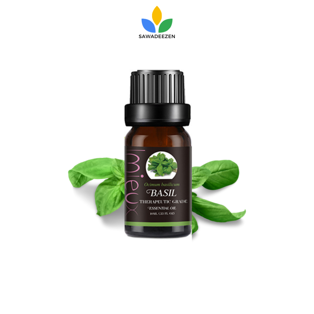 Basil Essential Oil 100% Pure Therapeutic Grade 10 ml น้ำมันหอมระเหย กลิ่น โหระพา SawadeeZen ...