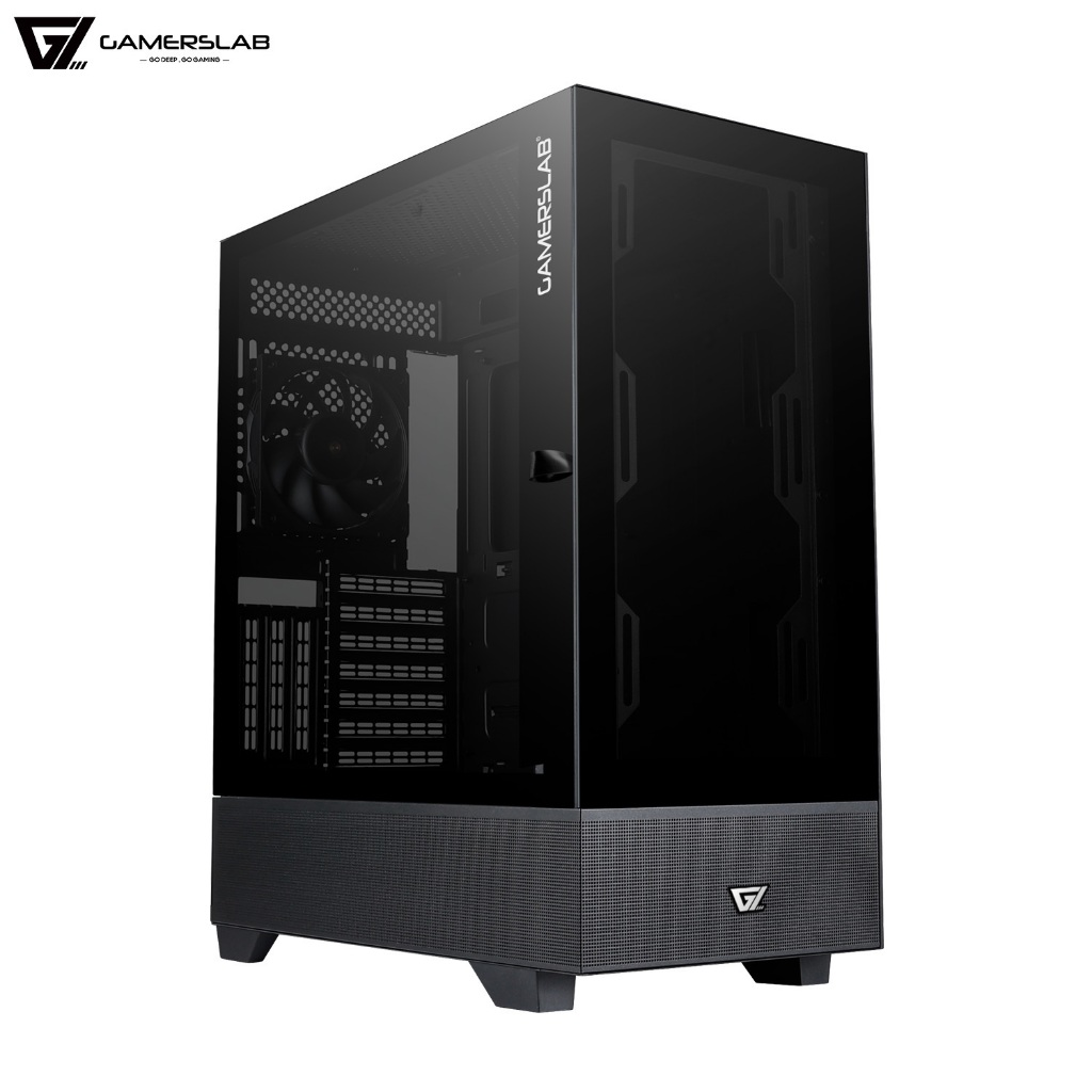 เคสคอมพิวเตอร์ Gamerslab Make In Black Serie X362 ATX Chassis Gaming Computer Case with DS-12 ...