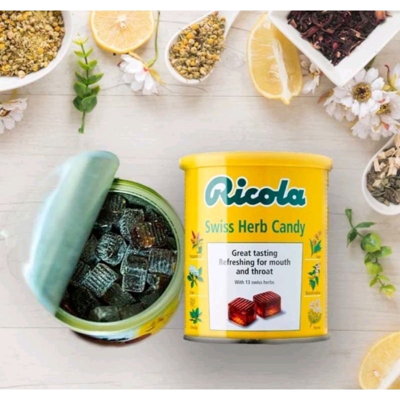 ลูกอม ริโคล่า Ricola Swiss Herb Candy ลูกอมสมุนไพร แก้เจ็บคอ กระป๋อง ...