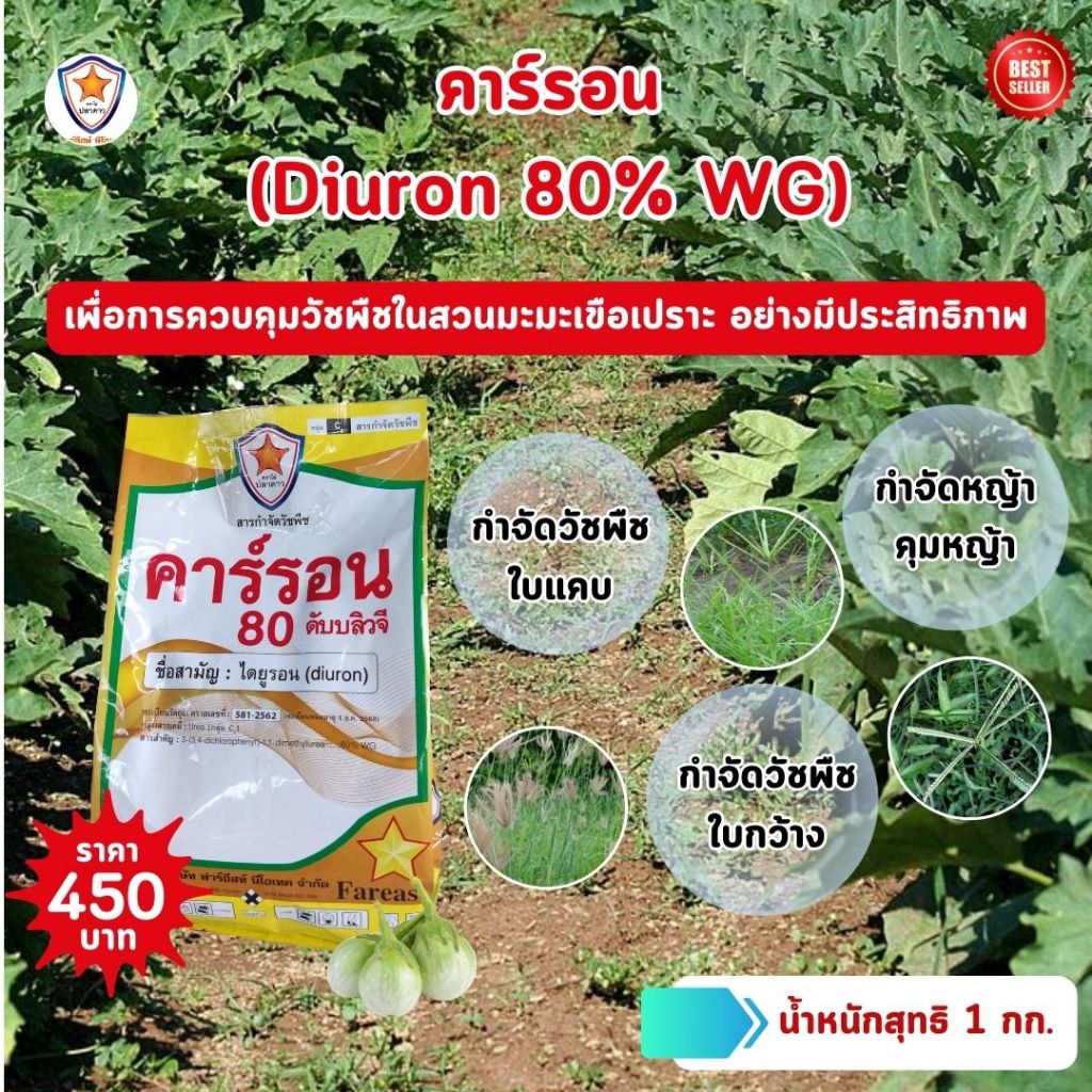 คาร์รอน (diuron 80% wg) เพื่อการควบคุมวัชพืชอย่างมีประสิทธิภาพ ในสวน ...