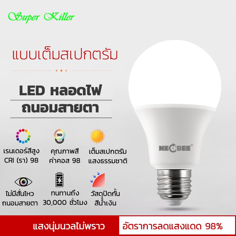 NEOBEE หลอดไฟปิงปองLED แสงขาว/แสงวอร์ม E27 ประหยัดพลังงาน กินไฟน้อย ...