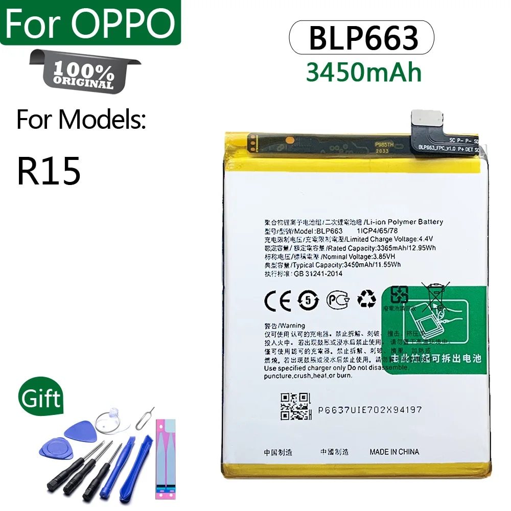 แบตเตอรี่ BLP663 เดิมสำหรับ CPH1835 OPPO R15 PACM00 PACT00/ blp663 ความ ...