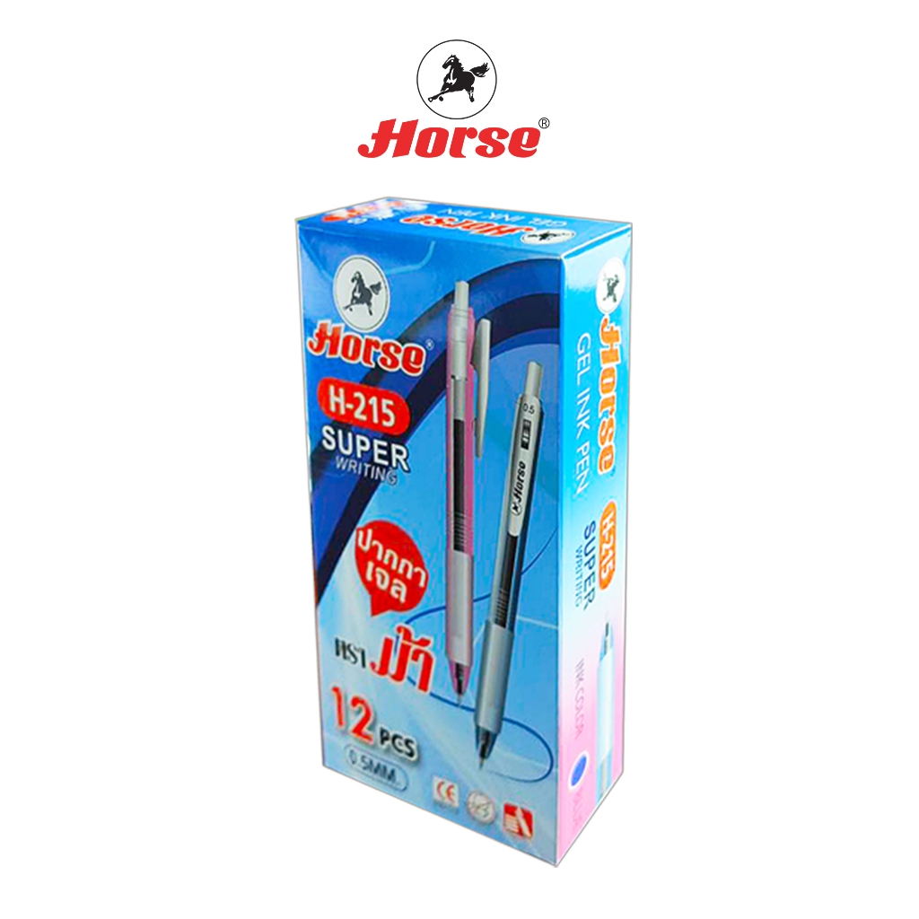 HORSE (ตราม้า) ปากกาเจล 0.5mm Gel ink pan รุ่น H-215 จำนวน 12 ด้าม ...