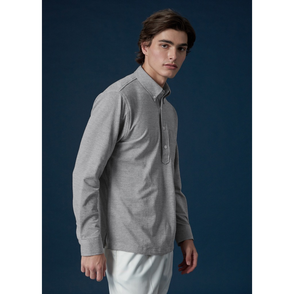 TWENTYSECOND เสื้อโปโลแขนยาว รุ่น Dover Popover Polo - เทา / Grey ...