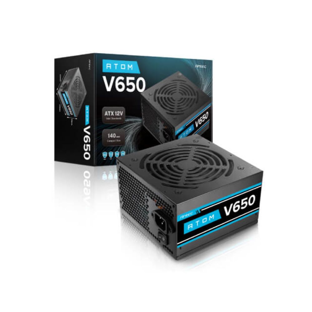 V650 POWER SUPPLY (อุปกรณ์จ่ายไฟ) ANTEC ATOM V650 - 650W (BLACK) (ATX ...
