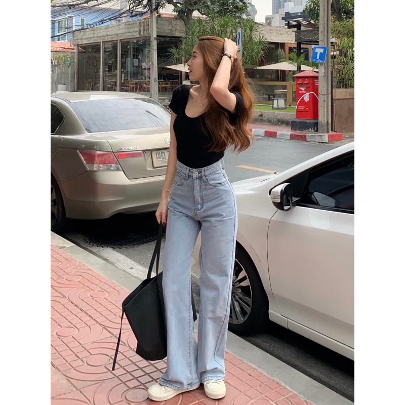 Queen Jeans 1090.- กางเกงยีนส์เอวสูง ทรงสวยเนื้อผ้ายีนส์พรีเมียม ใส่ ...