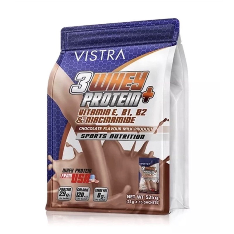 Vistra whey protein chocolate รสชอคโกแลต 525g กรัม 35g x 15 sachets | Shopee Thailand