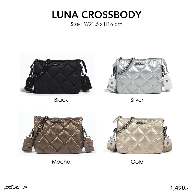 Lada กระเป๋าสะพายข้าง รุ่น Luna Crossbody มี 4 สี Black/ Silver/ Mocha ...