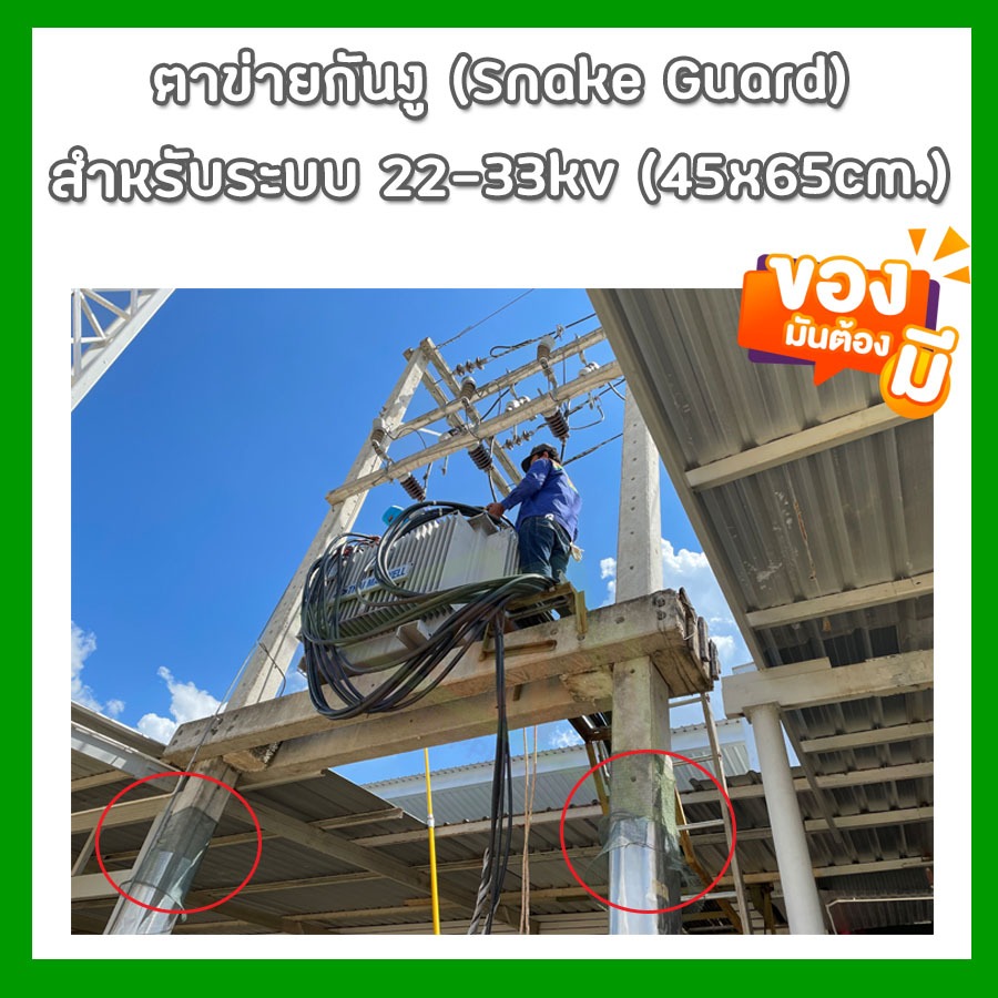ตาข่ายกันงู (Snake Guard) สำหรับเสาไฟฟ้าระบบ 22-33 kv (ขนาด45x65cm.) สี ...